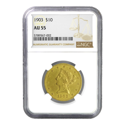 10 dollars Liberty Head/Eagle US gold coin AU 55 1903 (NGC certified ...