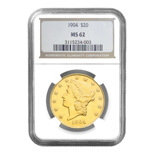 20 dolerių Liberty galva/Dvigubas Erelis JAV auksinė moneta NGC MS 62 1904 - FLORINUS