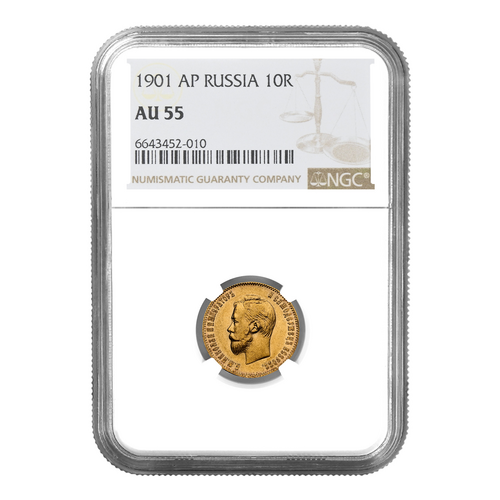 10 rubles Nicholas II Russian Empire gold coin AU 55 1901 - Florinus.lv