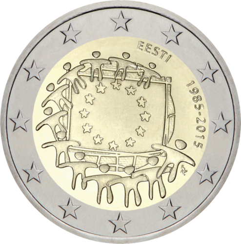 2015 Igaunijas ES karoga 2 eiro monēta! - Florinus.lv