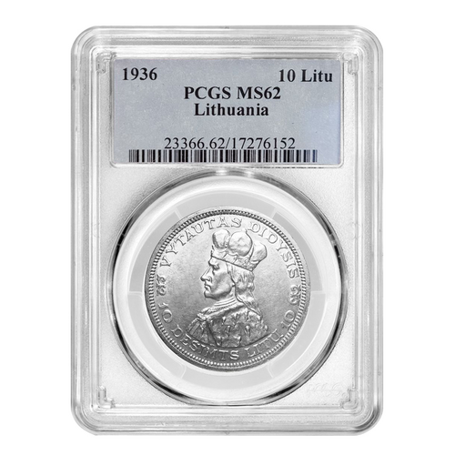 1936 Lithuania Vytautas the Great 10 litas silver coin MS 62 - Florinus.lv
