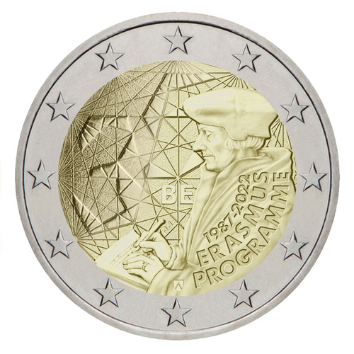 2022 Beļģija Erazms 2 eiro monēta - Florinus.lv
