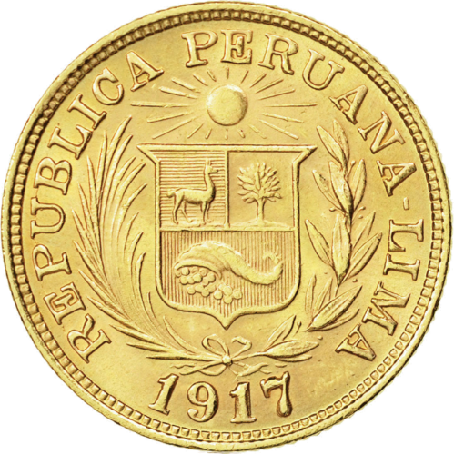 1917 Peruvian Republic 1 Libra Gold Coin - FLORINUS