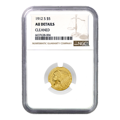 $5 Indian/Golden Eagle US Gold Coin AU DETAILS 1912 (NGC Certified) - Florinus.lv