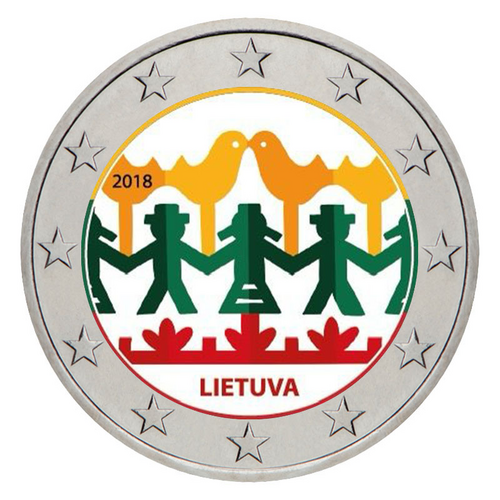 2018 Lietuva Dziesmu svētki 2 eiro monēta (krāsaina) - Florinus.lv