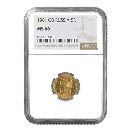 5 rubles Nicholas II Russian Empire gold coin MS 66 1901 - Florinus.lv