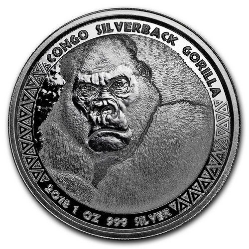 2018 Silverback Gorilla Congo 1 oz silver coin - FLORINUS
