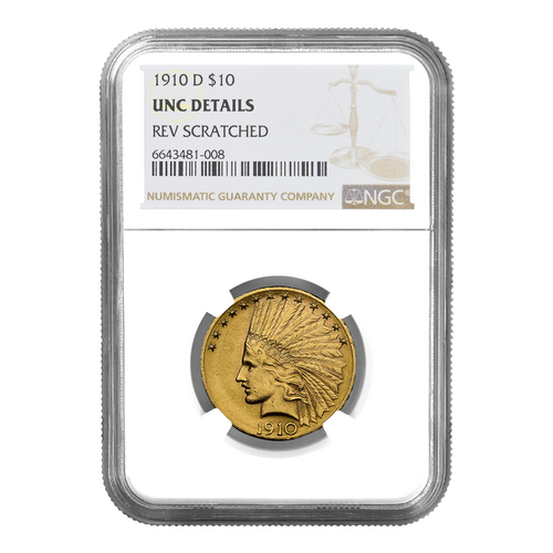 10 dollars Native American/Golden Eagle US gold coin UNC DETAILS 1910 (NGC certified)! - Florinus.lv