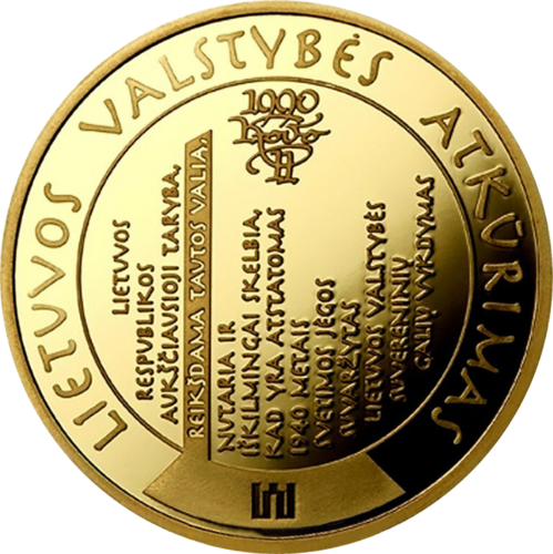 The 1000th anniversary of the name of Lithuania 100 litas gold coin set ...