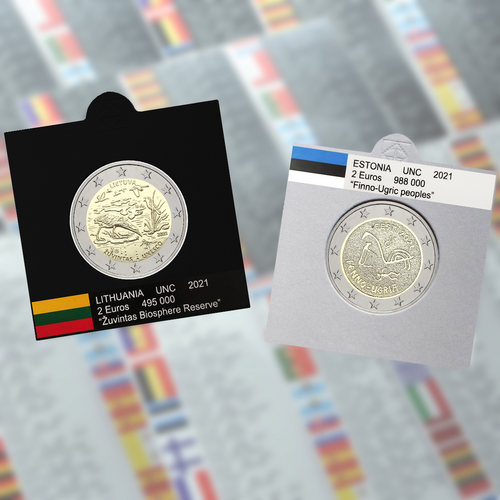 Flags for 2 euro coins in holders (Only 2021) - FLORINUS